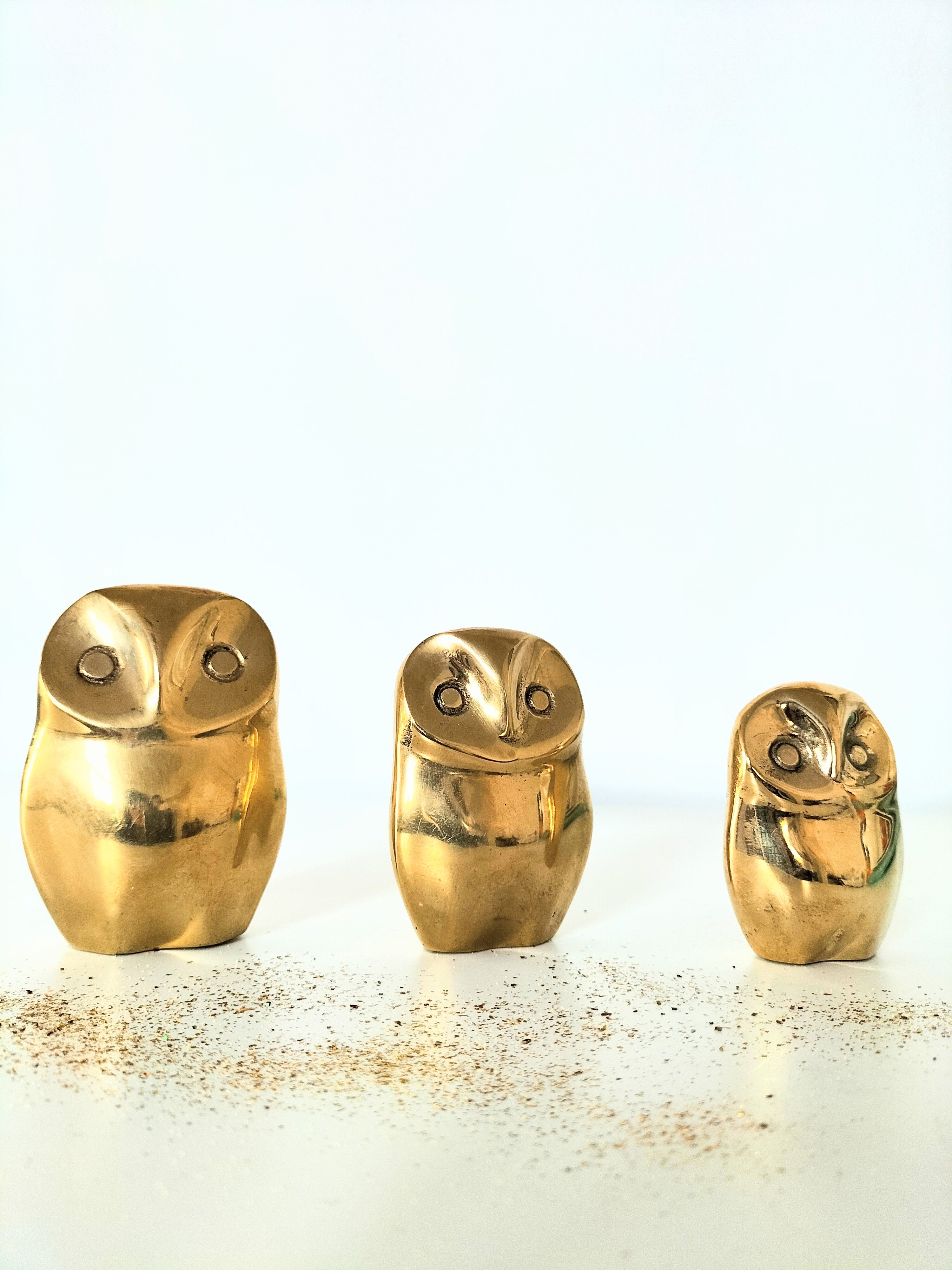 Trio de hiboux en laiton Caravell Design | cetaitmieuxavant